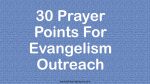 30 Prayer Points For Evangelism Outreach- Bibleandprayers.com